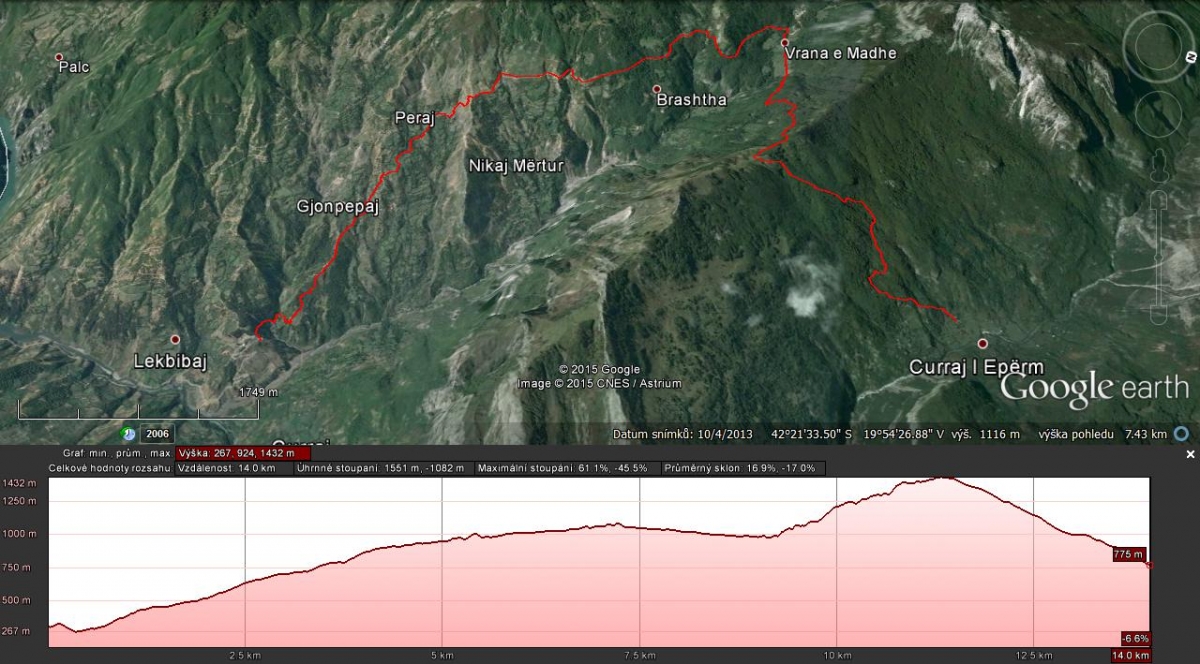 The hiking trails map - Curraj - Albanian Challenge